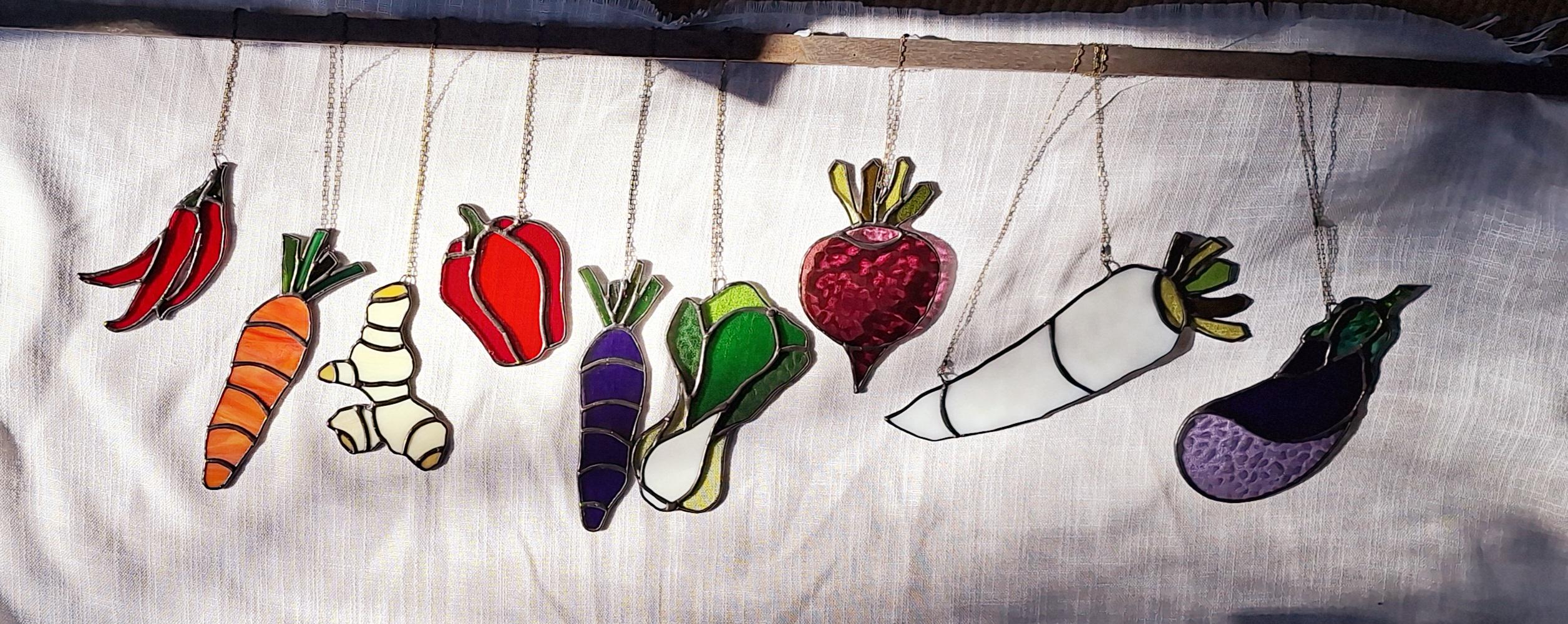 Stained Glass, Suncatcher Vegetable Garden, Beetroot, Bok Choy, Pak ...