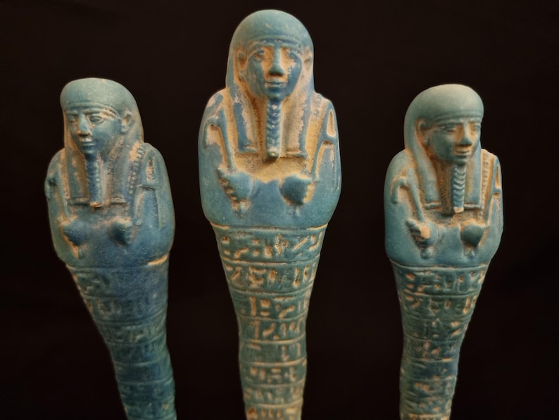 Ancient Egyptian Ushabti Shabti Statues Set of 3 Rare Handmade Blue ...