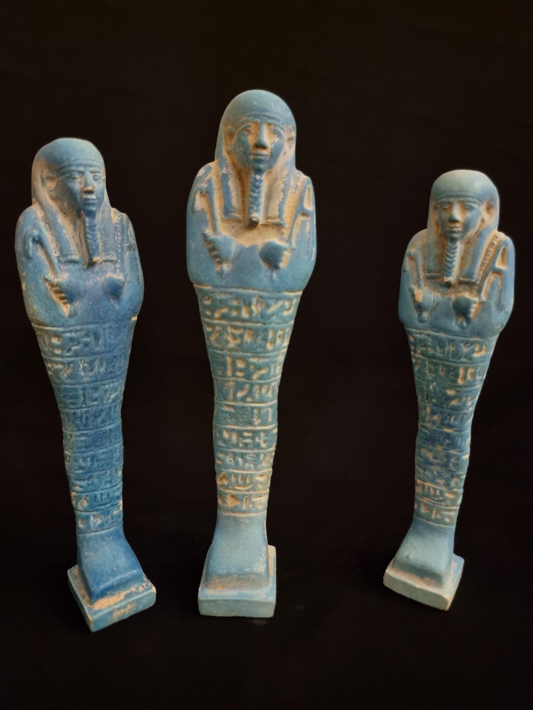 Ancient Egyptian Ushabti Shabti Statues Set of 3 Rare Handmade Blue ...