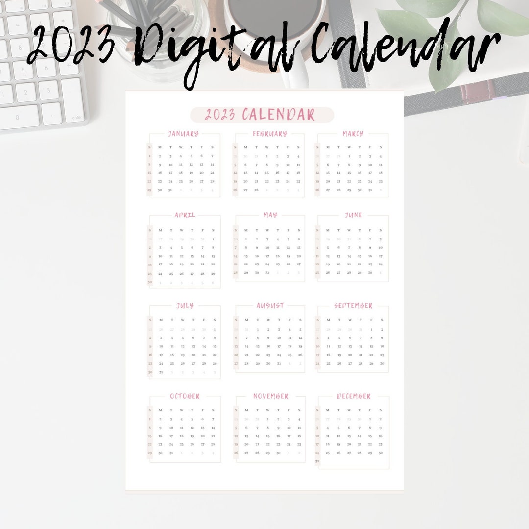 Digital 2023 Calendar Printable A Year at a Glance Printable Desk ...