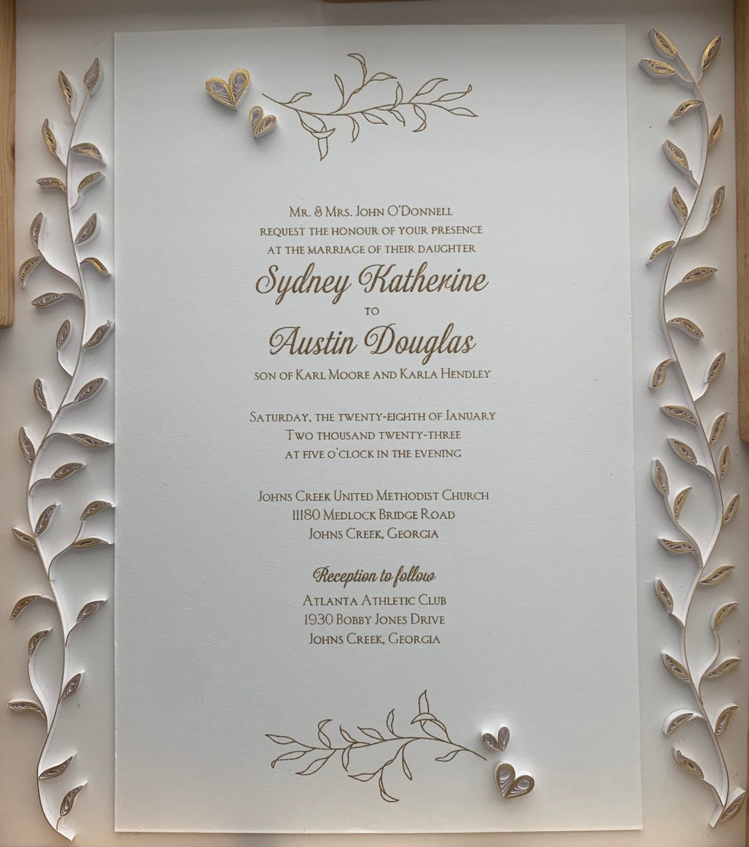 Embellished Framed Wedding Invitation Completely Customized With Paper ...