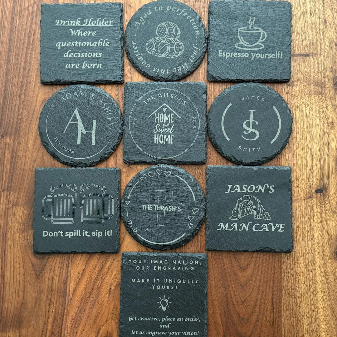 Set of 4 Personalized Slate Coasters Your Imagination, Our Engraving ...