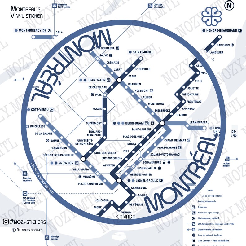 Vinyl Sticker 'montreal Metro Map'. - Etsy