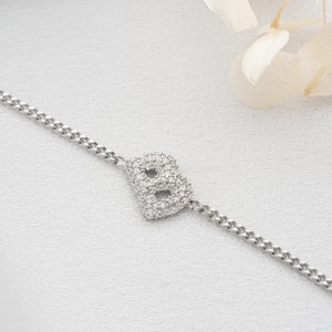 Bubble Letter Bracelet With Zircon Stones, Custom 3D Initial Bracelet ...