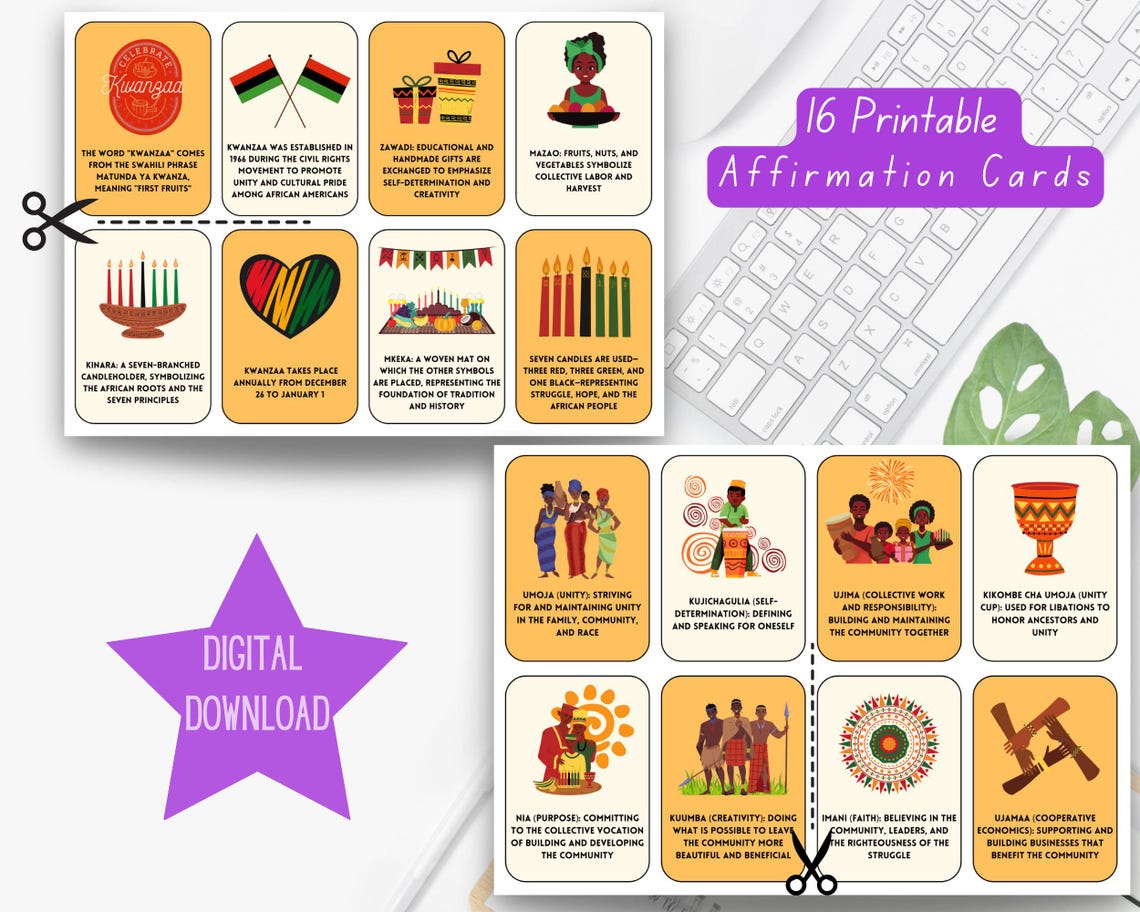 Kwanzaa Printables, Kwanzaa Decorations, Kwanzaa Cards 16 Set, 7 ...