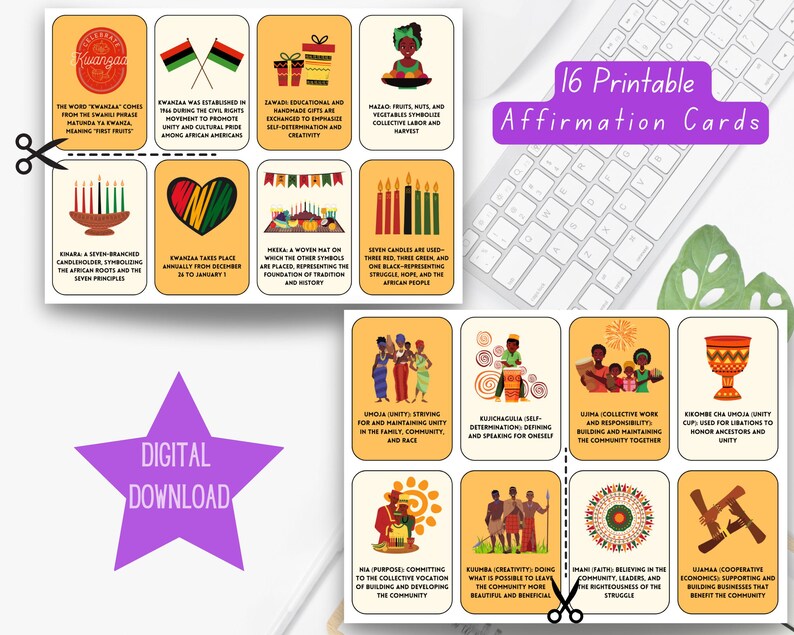 Kwanzaa Printables, Kwanzaa Decorations, Kwanzaa Cards 16 Set, 7 ...