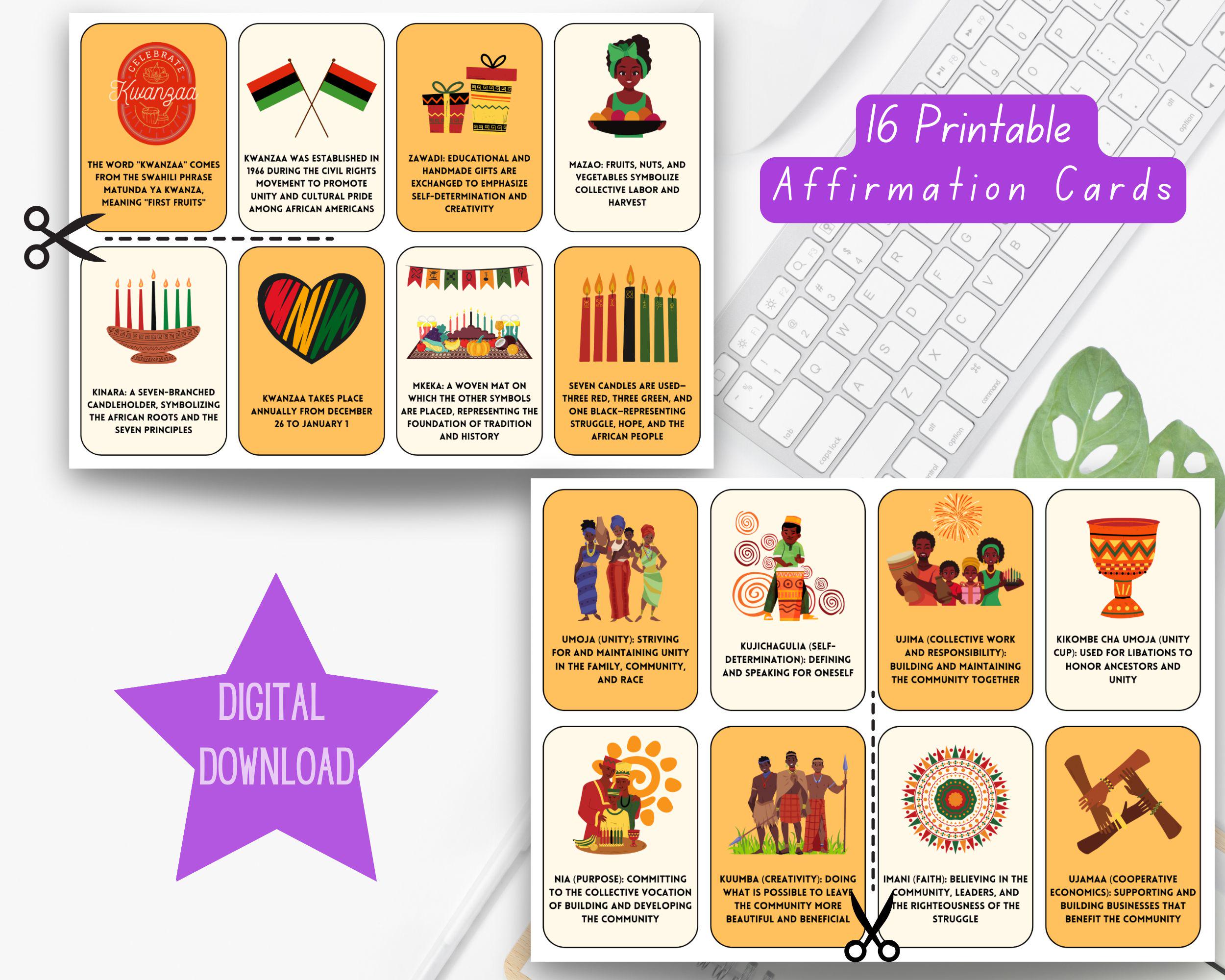 Kwanzaa Printables, Kwanzaa Decorations, Kwanzaa Cards 16 Set, 7 ...
