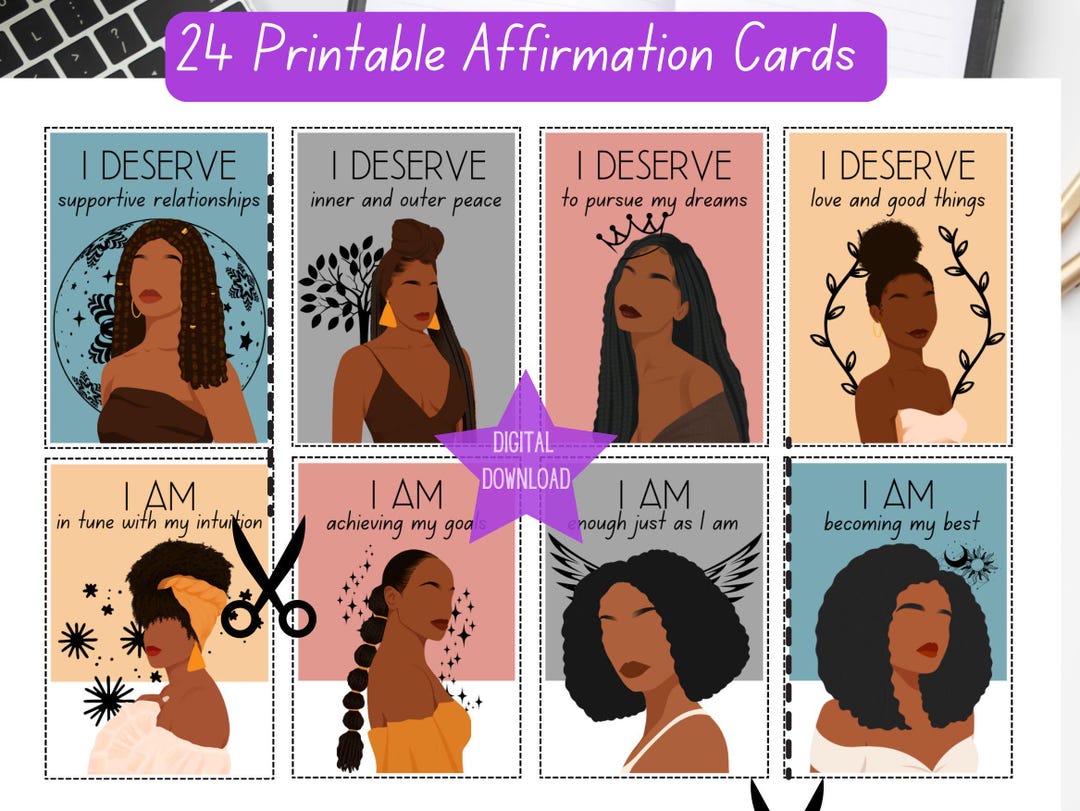 Black Girl Affirmation Cards: Self Love Printable (digital Download) - Etsy