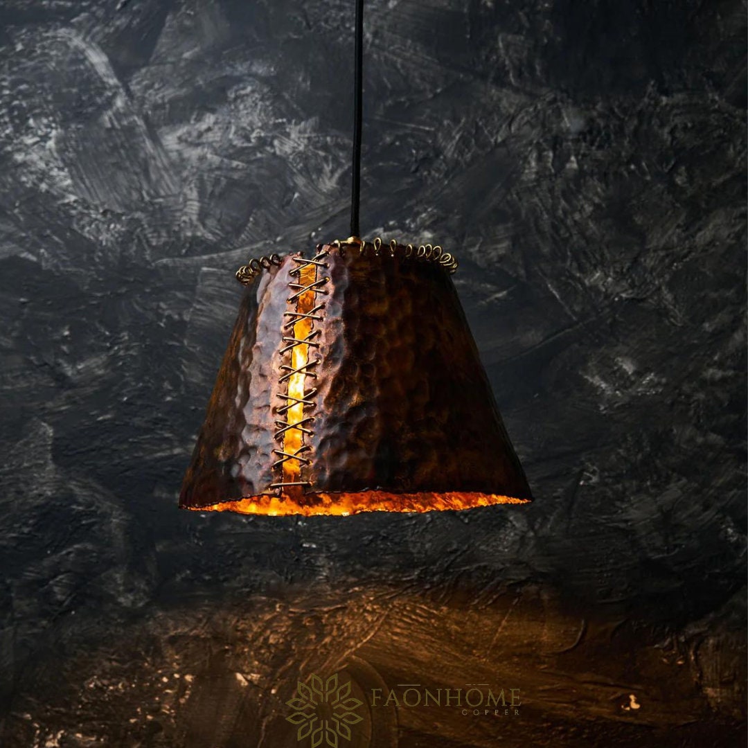 Rustic Copper Pendant Light, Vintage Ceiling Light Perfect for Kitchen ...