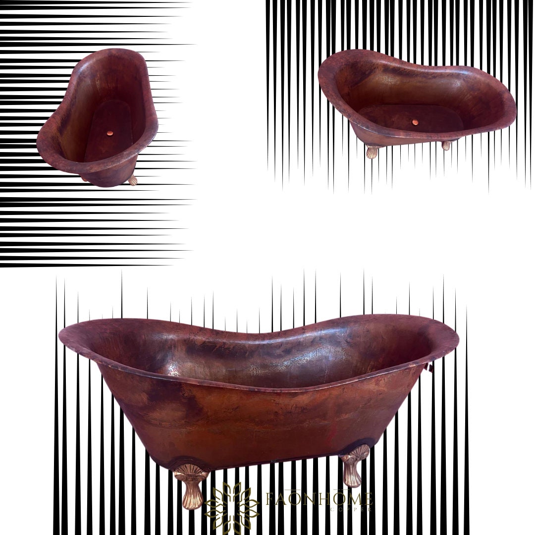 Aged Copper Clawfoot Tub, Rustic Copper Bathroom - Etsy