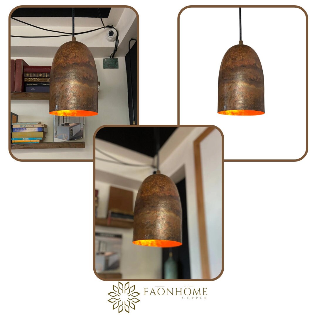 Antique Copper Farmhouse Pendant Light Rustic Kitchen Island Lighting ...