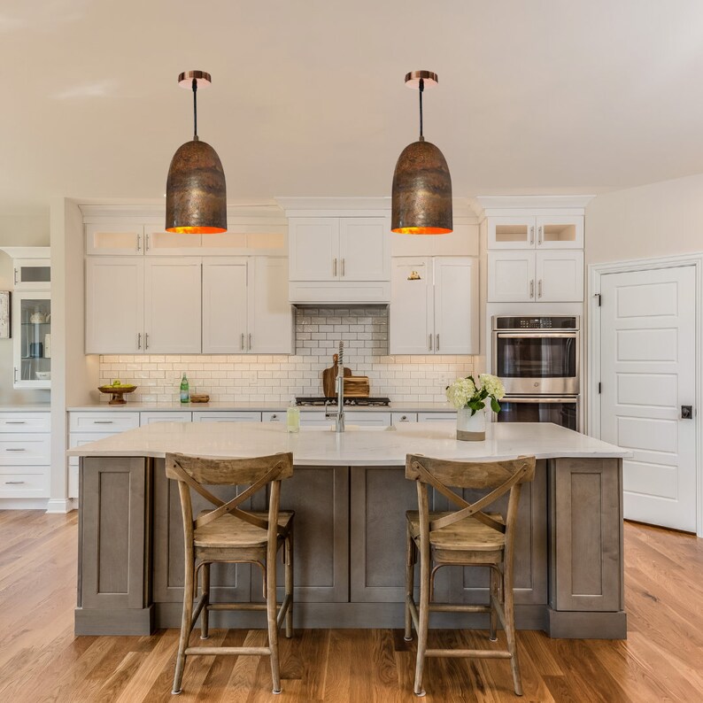 Antique Copper Farmhouse Pendant Light Rustic Kitchen Island Lighting ...