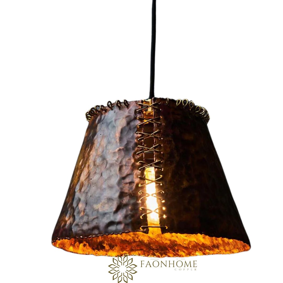 Rustic Copper Pendant Light, Vintage Ceiling Light Perfect for Kitchen ...