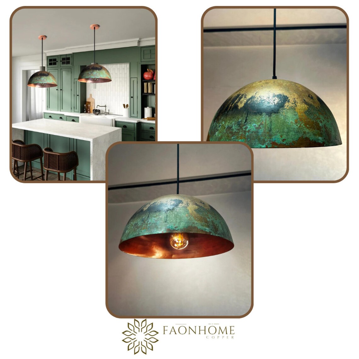 Handcrafted Copper Kitchen Lighting Dome Pendant Light Moroccan ...