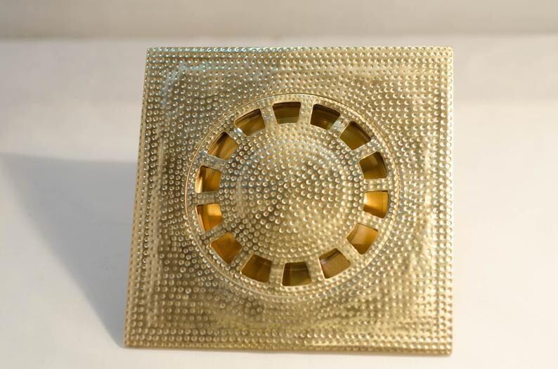 Unlacquered Solid Brass Floor Drain, Antique Brass Square Shower Drain With Removable Cover ...