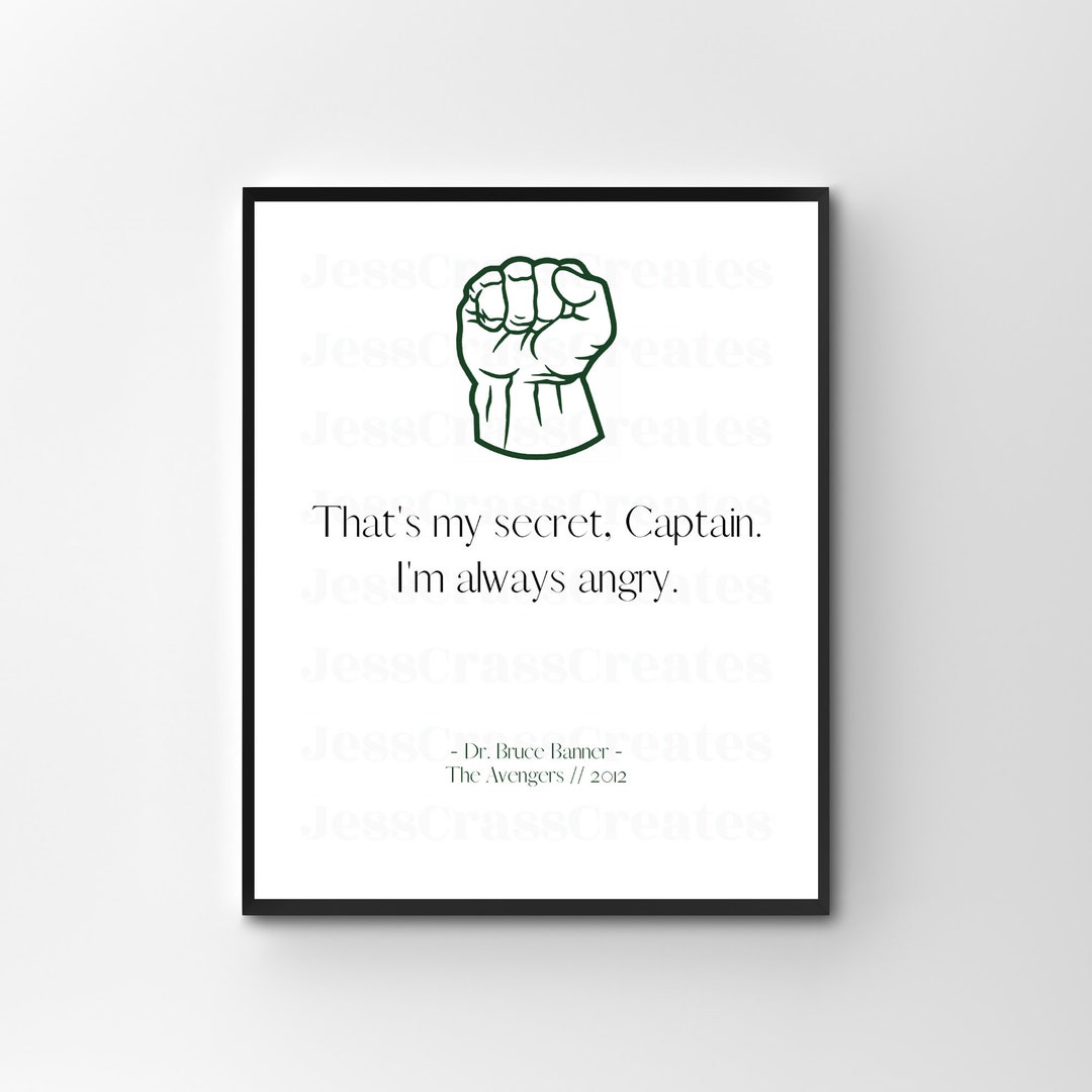 Marvel Bruce Banner Quote Digital Download / Aesthetic Minimal Hulk ...