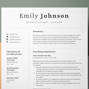 Teacher Resume Template Google Docs, Word - Teaching Resume, Resume ...