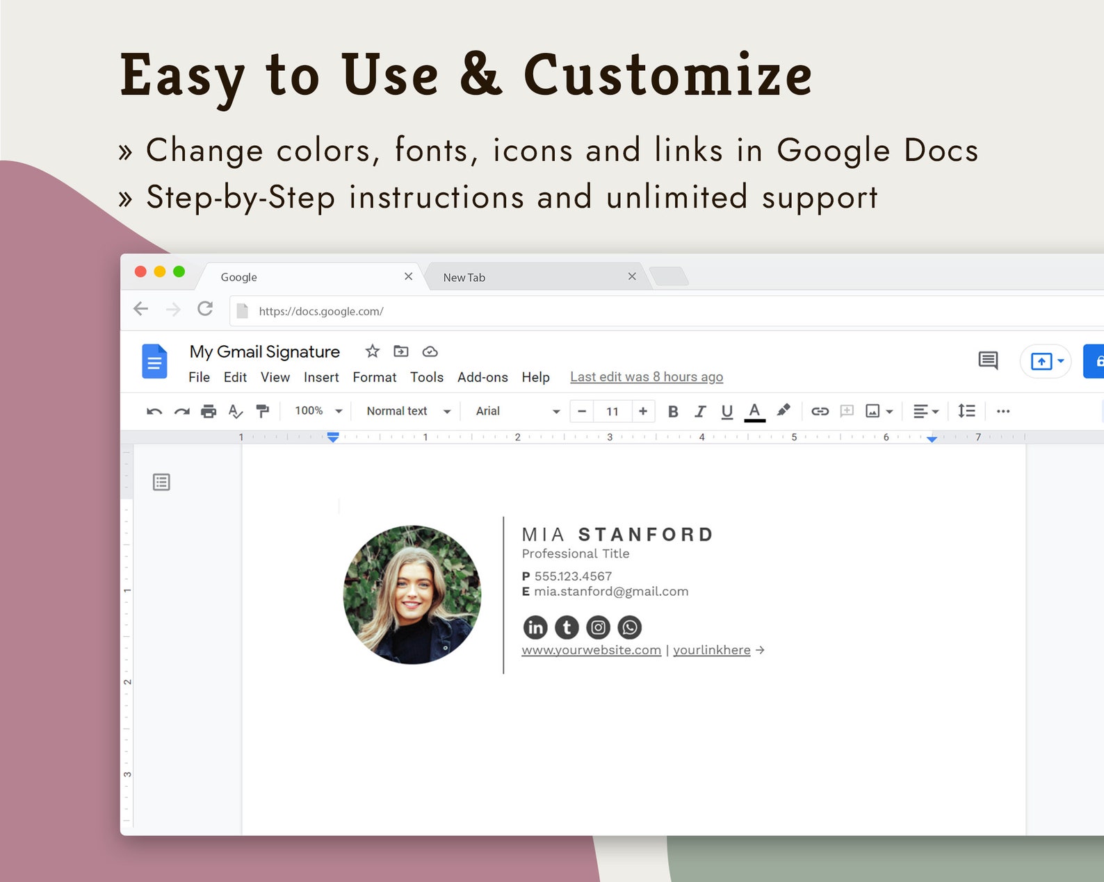 Gmail Email Signature Template, Professional Email Signature, Personal ...