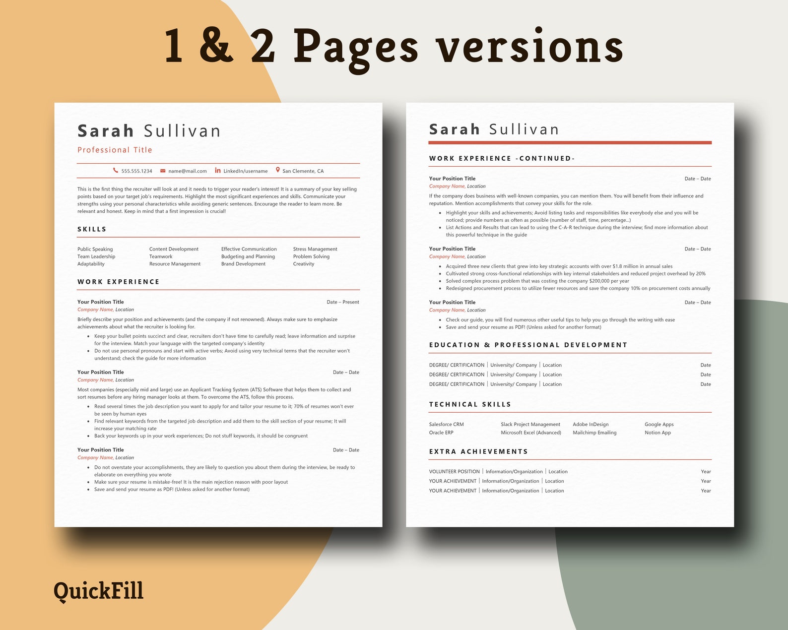 ATS Resume Template, ATS Friendly Resume Template Google Docs, Word CV ...