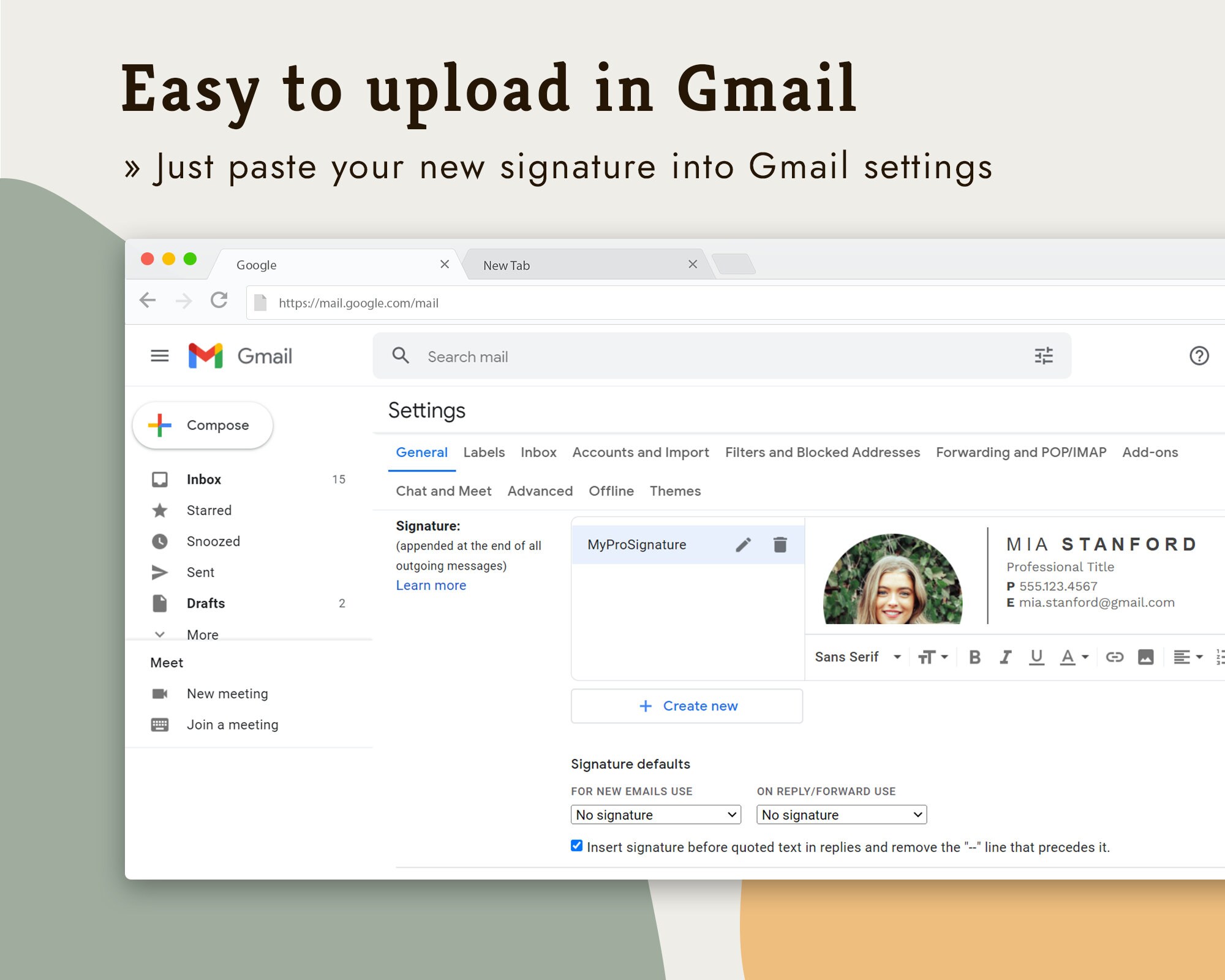 Gmail Email Signature Template, Professional Email Signature, Personal ...