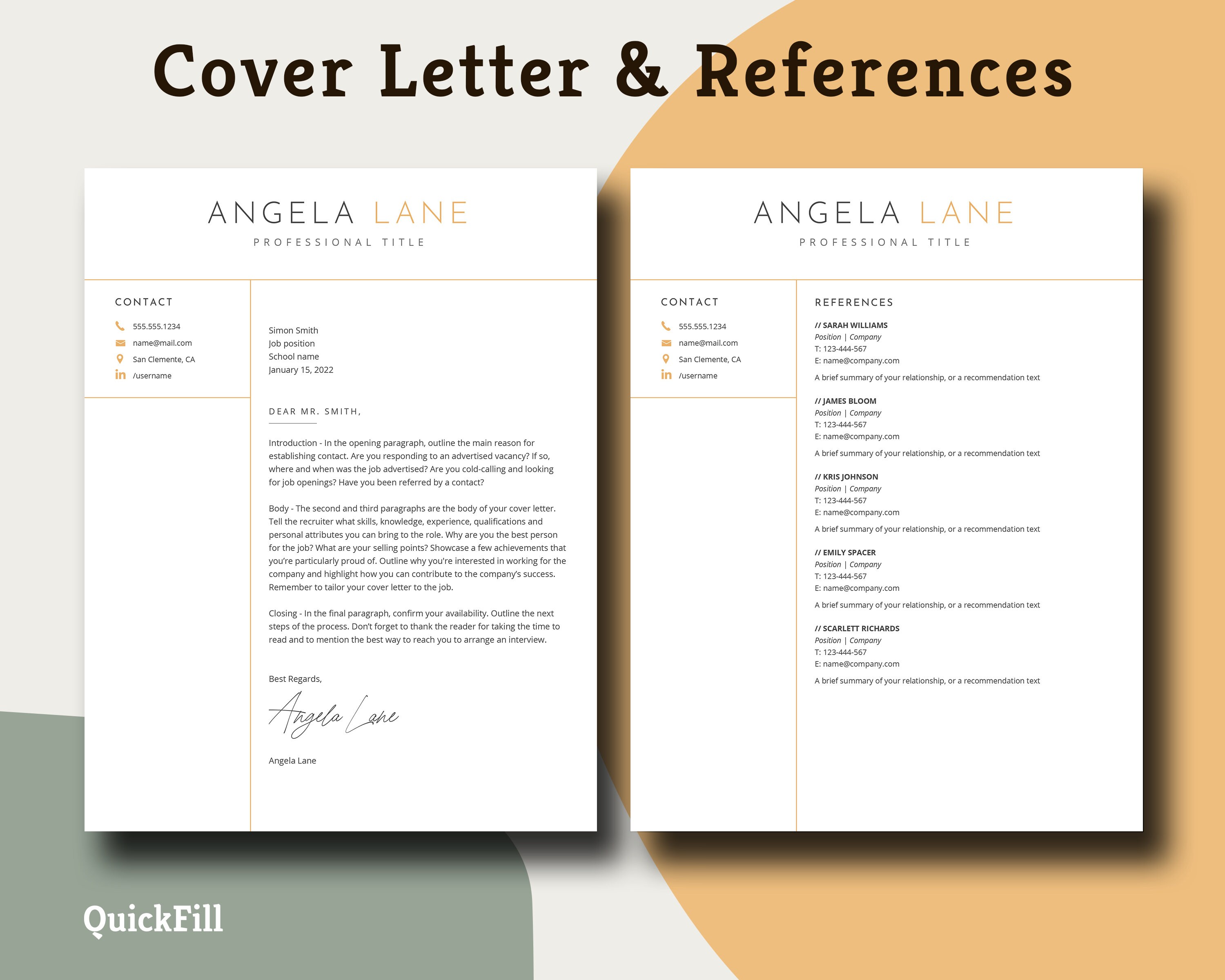 Teacher Resume Template for Word & Google Docs, Cover Letter ...