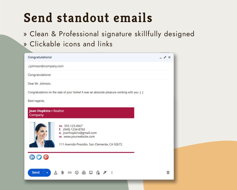 Clickable Email Signature for Gmail, Real Estate Email Signature ...