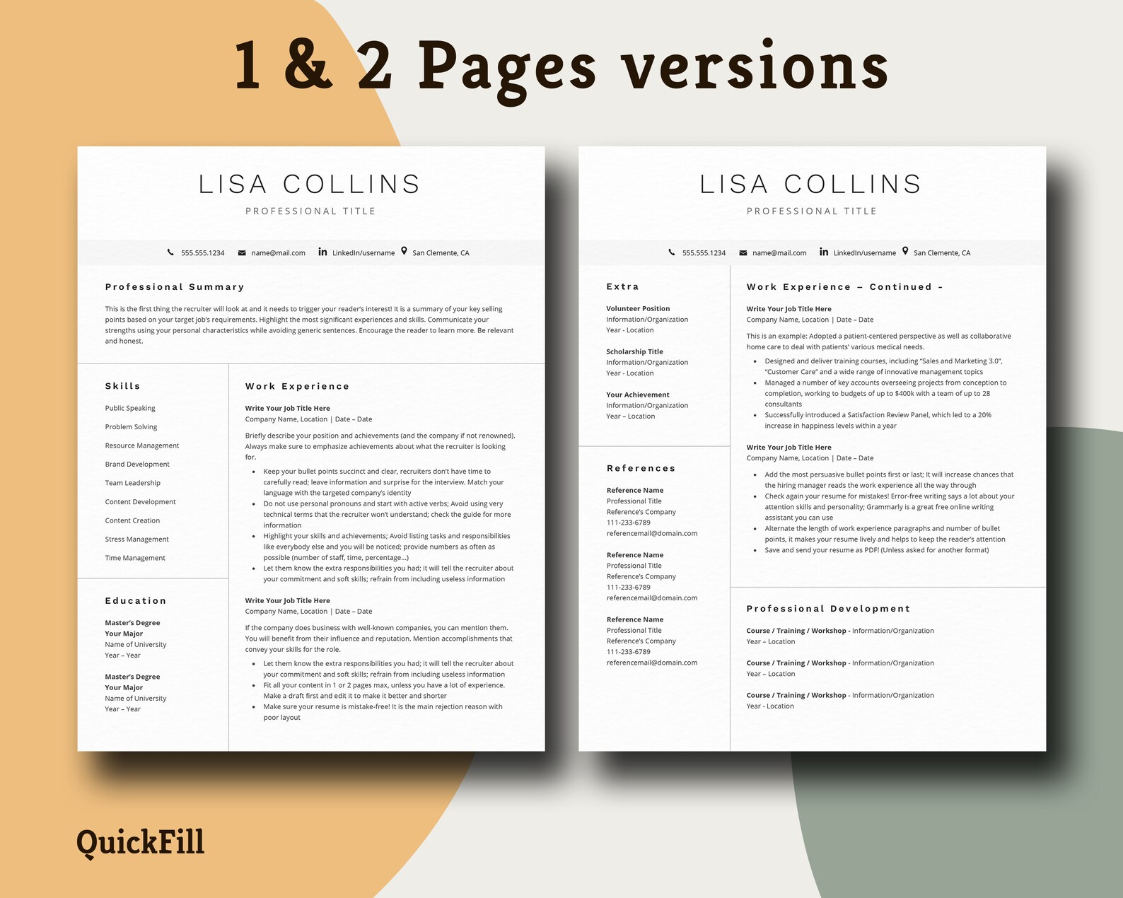 2023 Simple Resume Template for Google Docs & Word, Professional ...