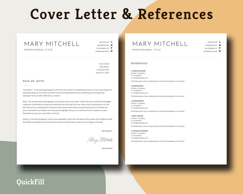 Minimalist Resume Template, Professional Resume Template Word, Resume ...