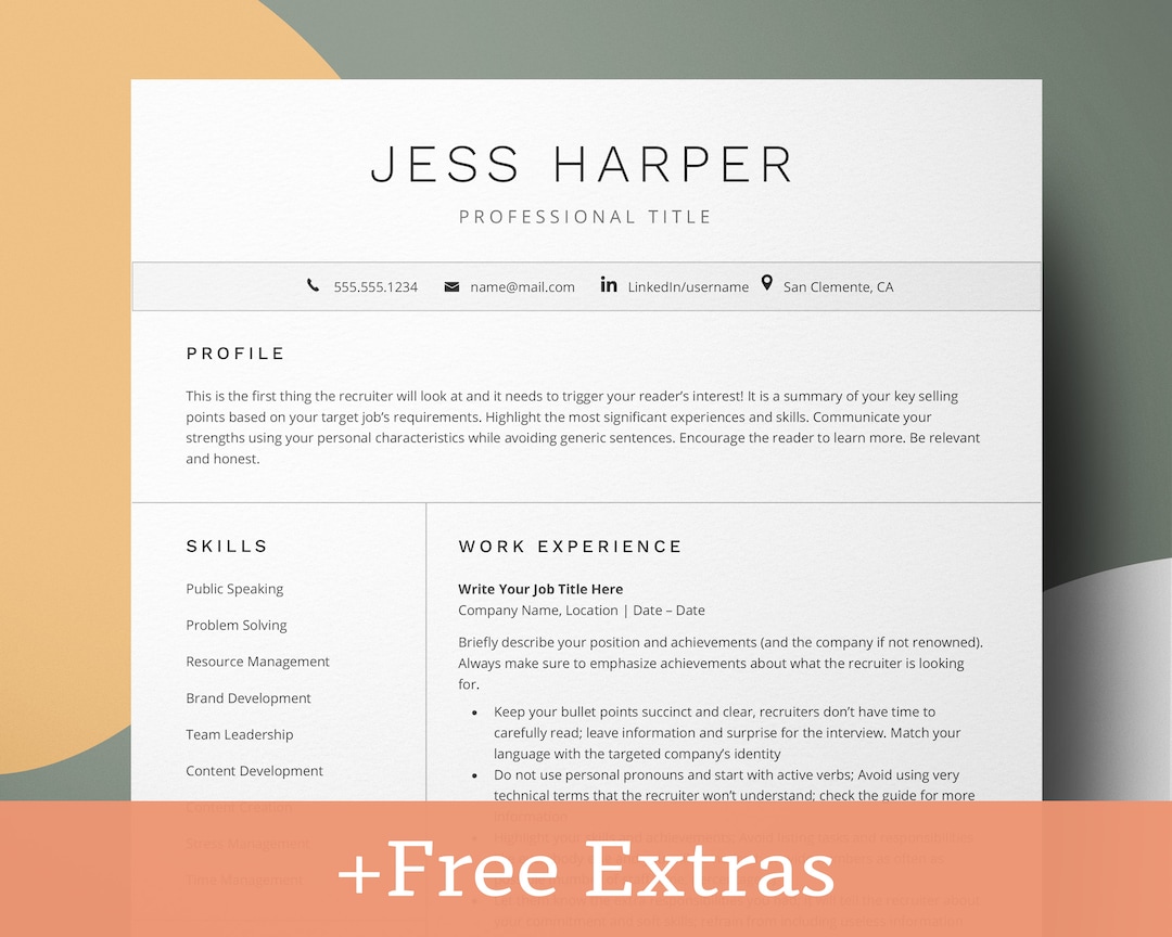 Modern Executive Resume Template Google Docs, Word, Clean Professional ...