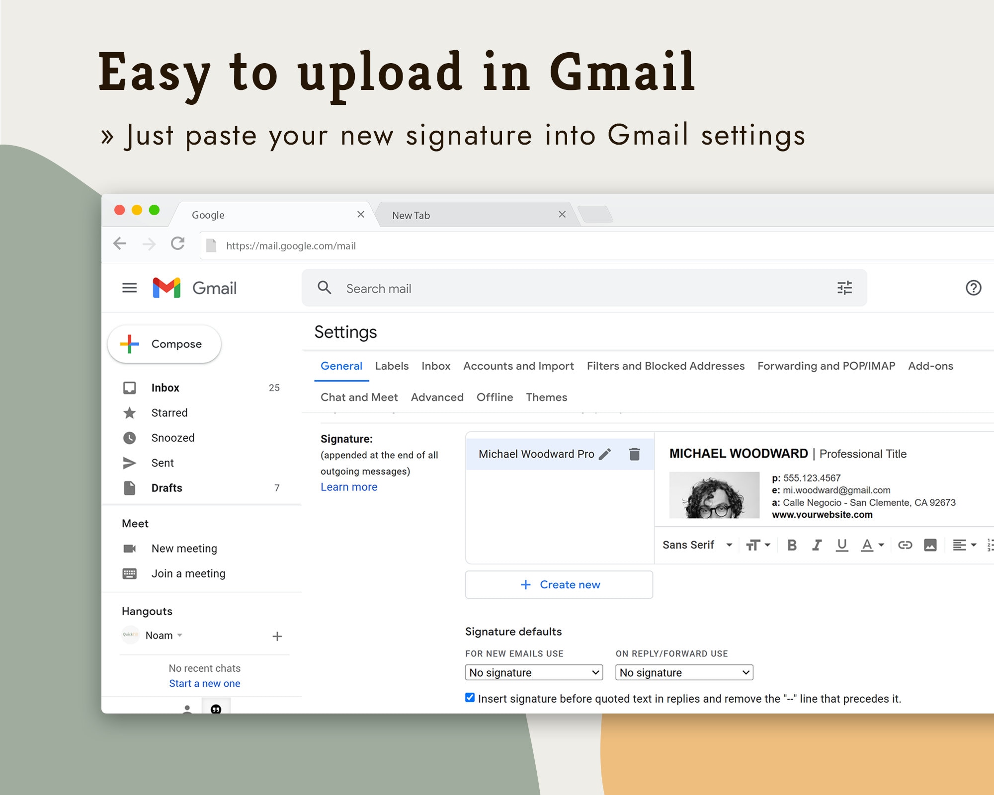 Gmail Email Signature Template, Professional Email Signature, Personal ...