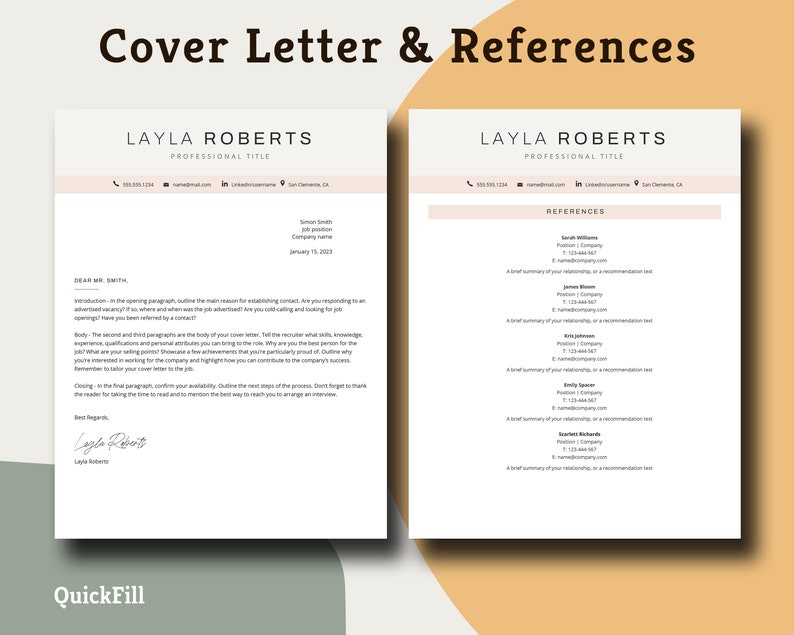 Creative CV Template Word, Professional Pink Resume Template Google ...