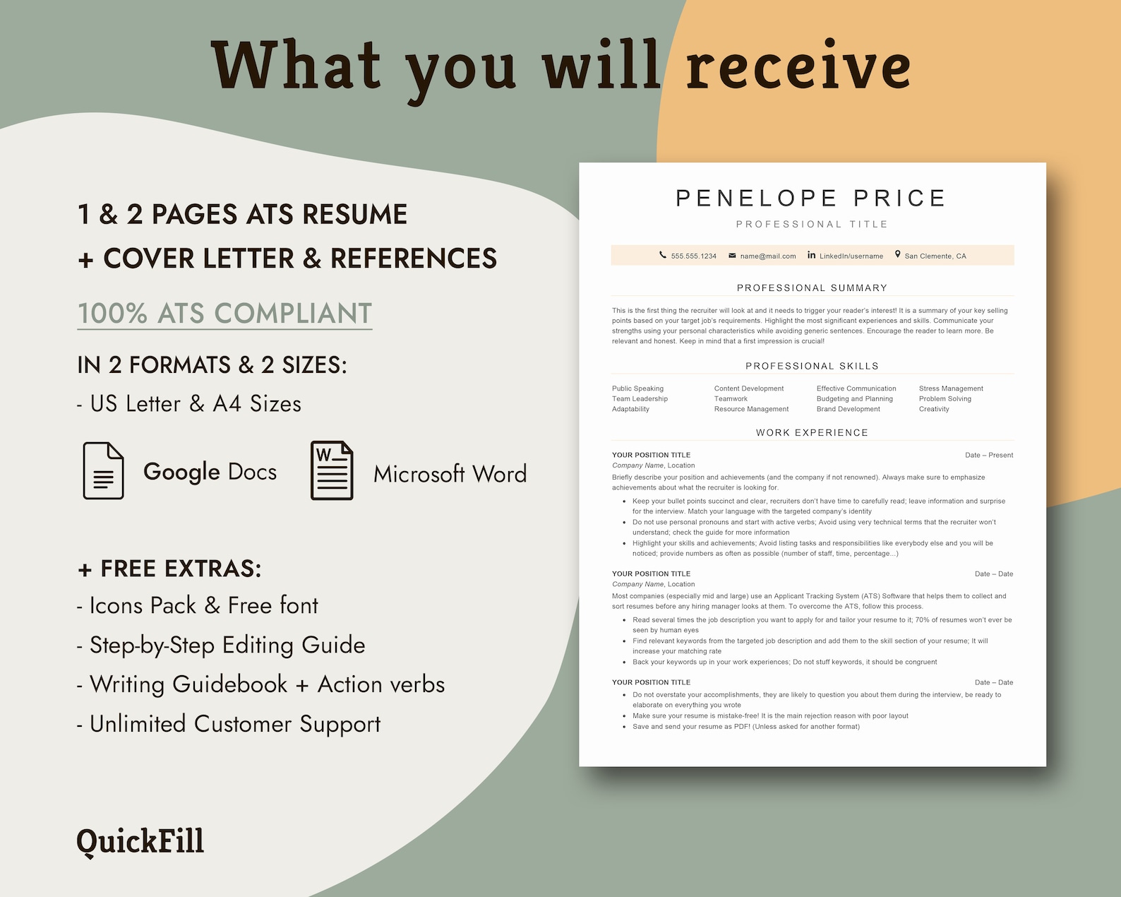 ATS Optimized Resume, Minimalist Resume Template, Clean Resume for Word ...