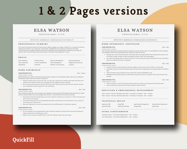 ATS Resume Template Word, Google Docs, Minimalist ATS CV Template ...