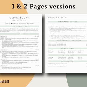 Two Page Resume ATS Friendly for Google Docs & Word, ATS Compatible ...