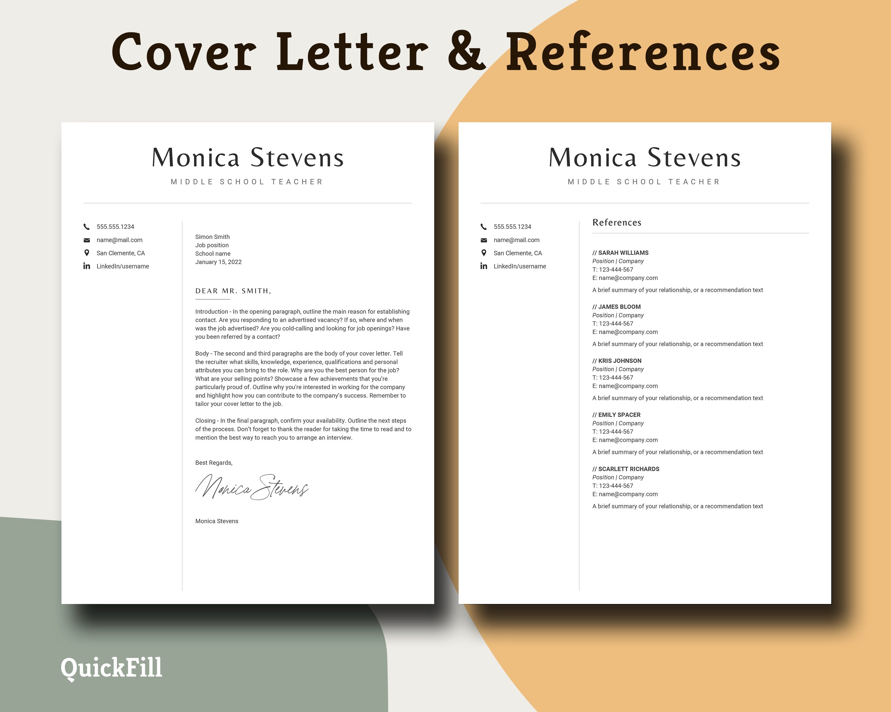 Modern Resume Template Teacher for Google Docs & Word, Teacher CV ...