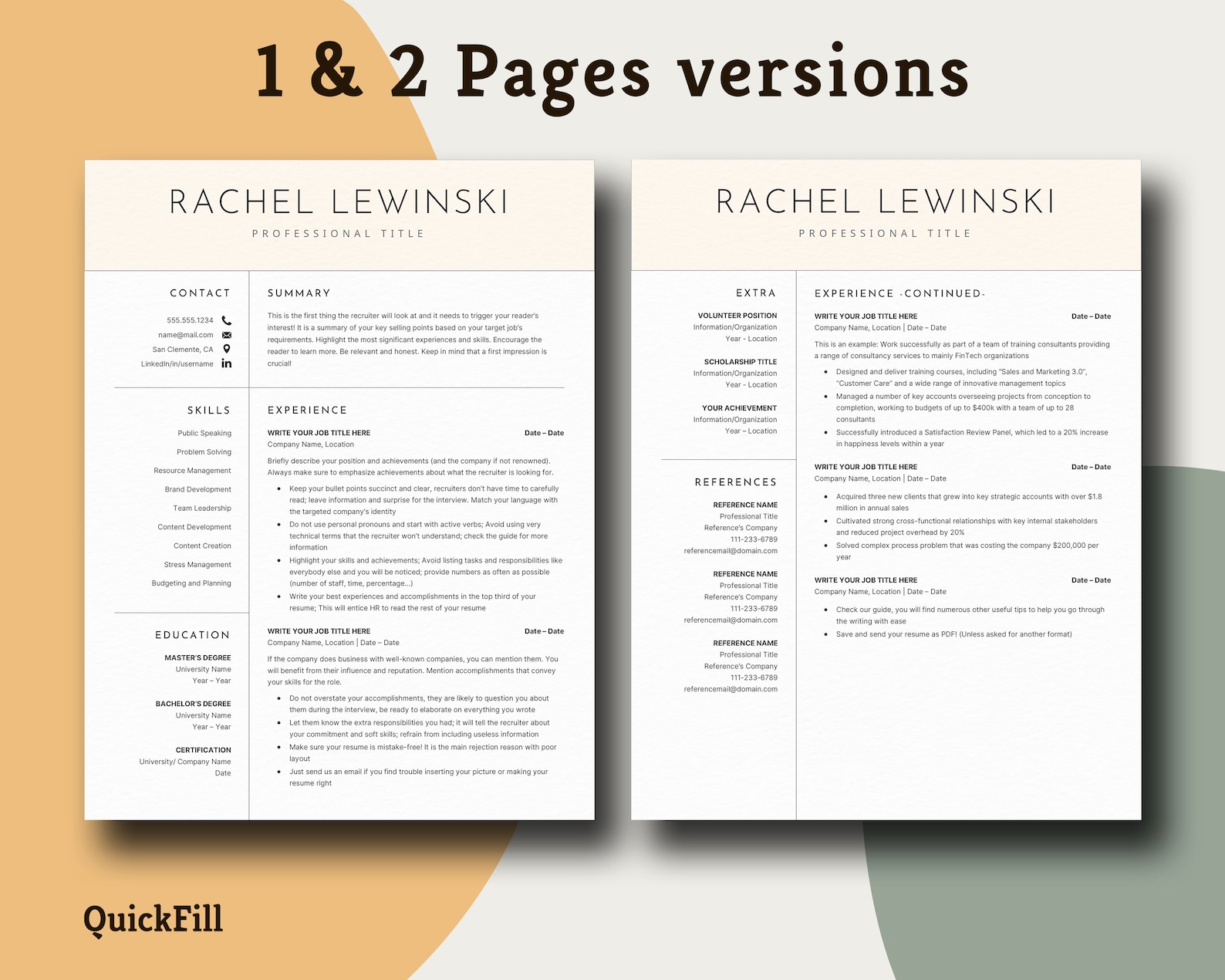 Resume Template Word, Google Docs Resume, Professional Resume Template ...