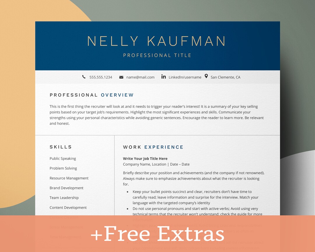 Modern Business Executive Resume Template Word, Professional Finance ...