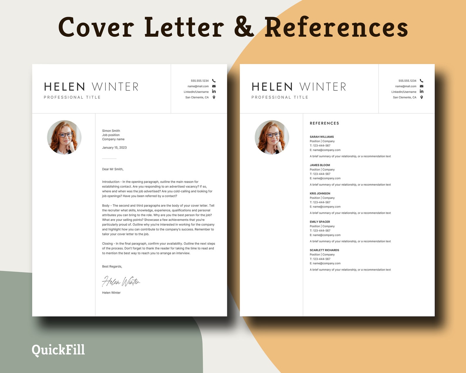 Resume Template With Photo, Professional Resume Template for Word ...