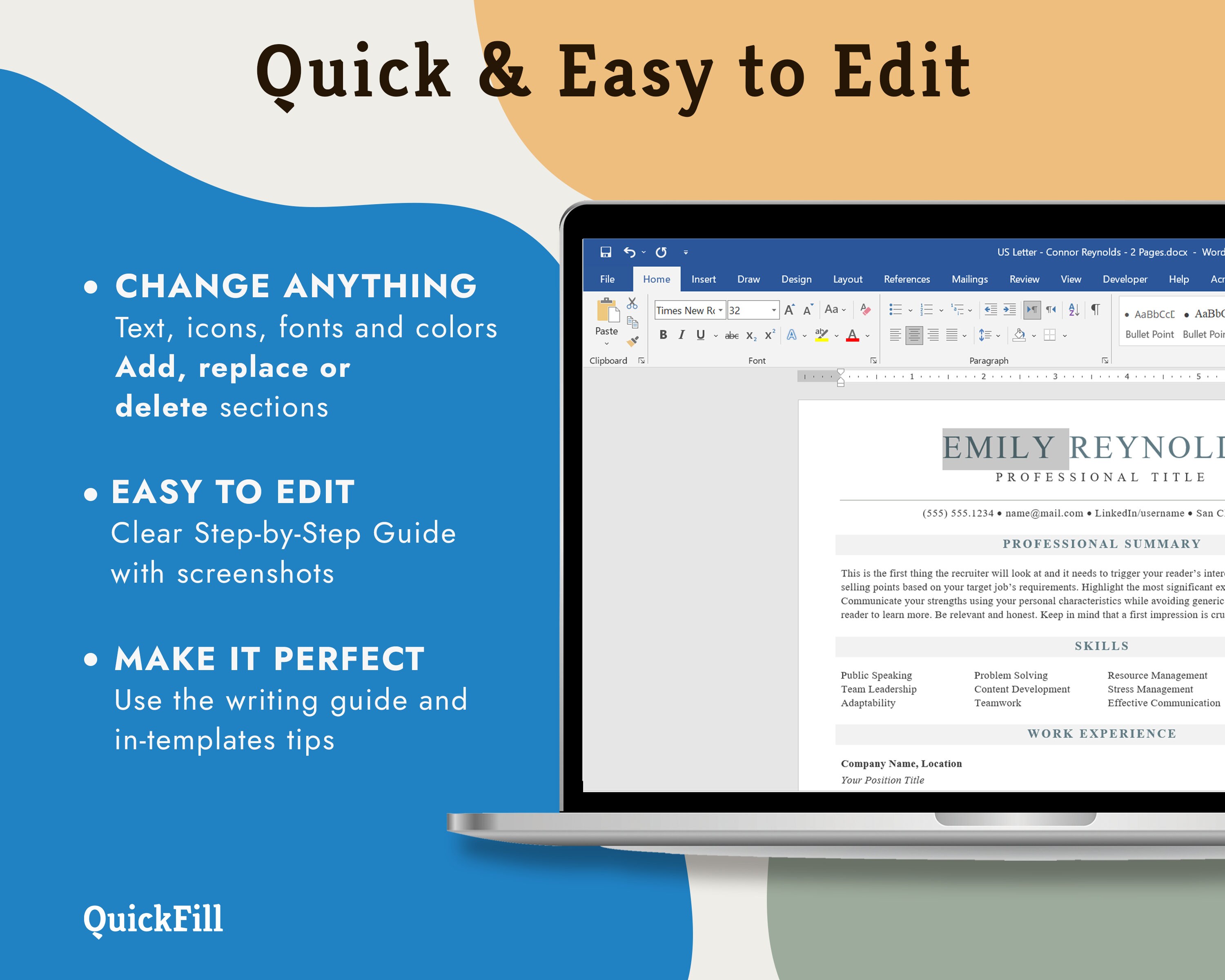 ATS Resume Template Google Docs & Word, Clean ATS Compliant Resume ...