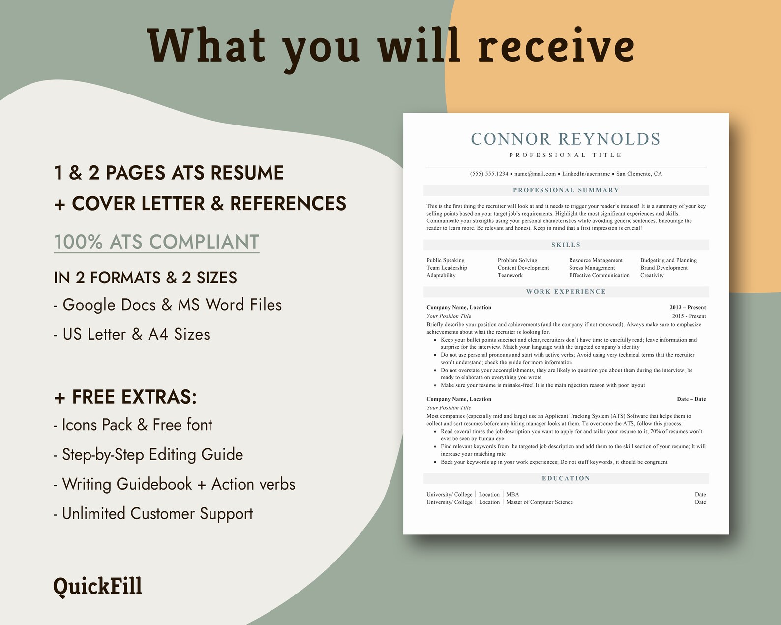 ATS Resume Template Google Docs & Word, Clean ATS Compliant Resume ...