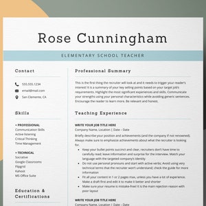 Teacher Resume Template Word, Google Docs - Teaching CV Template 2022 ...