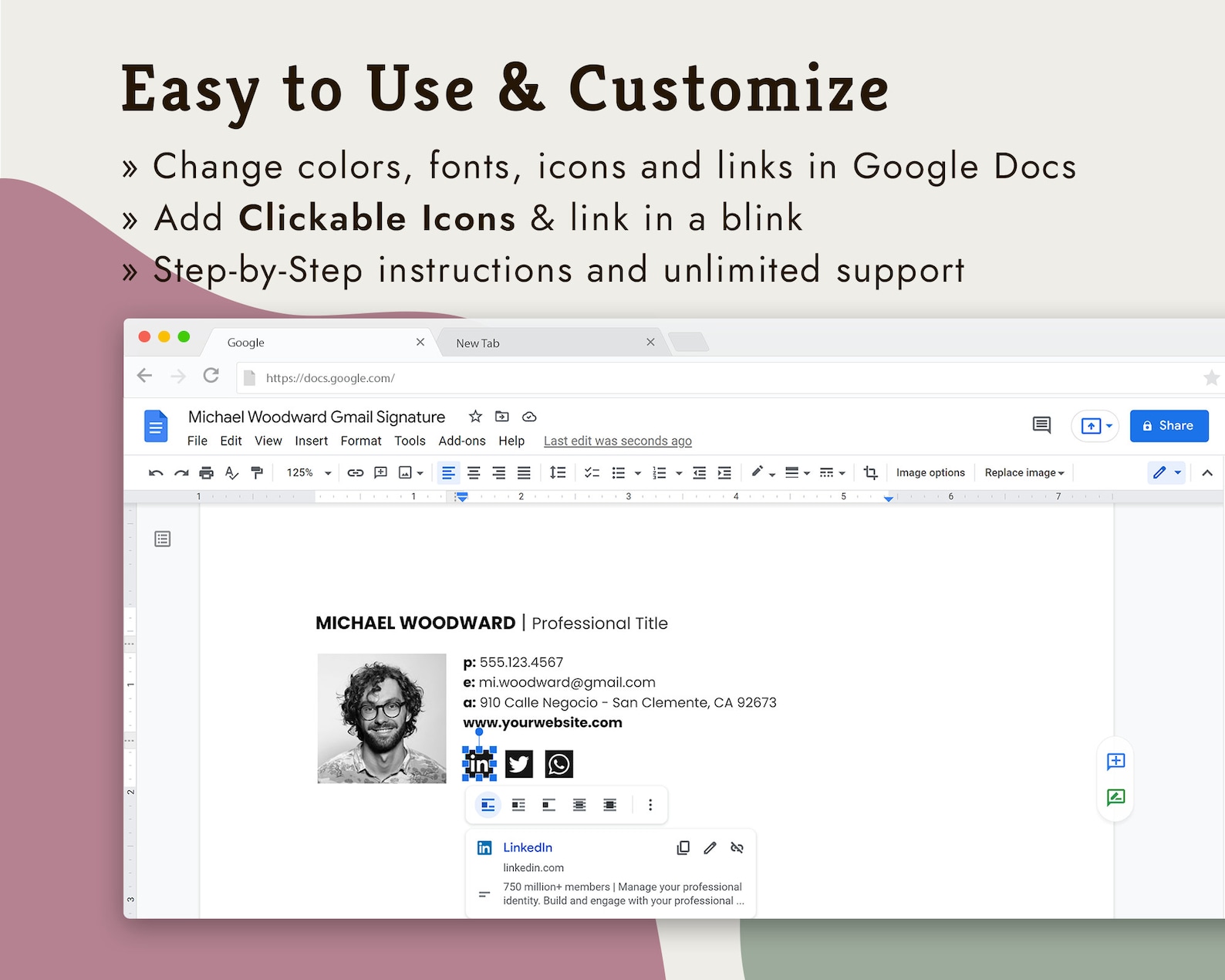 Gmail Email Signature Template, Professional Email Signature, Personal ...