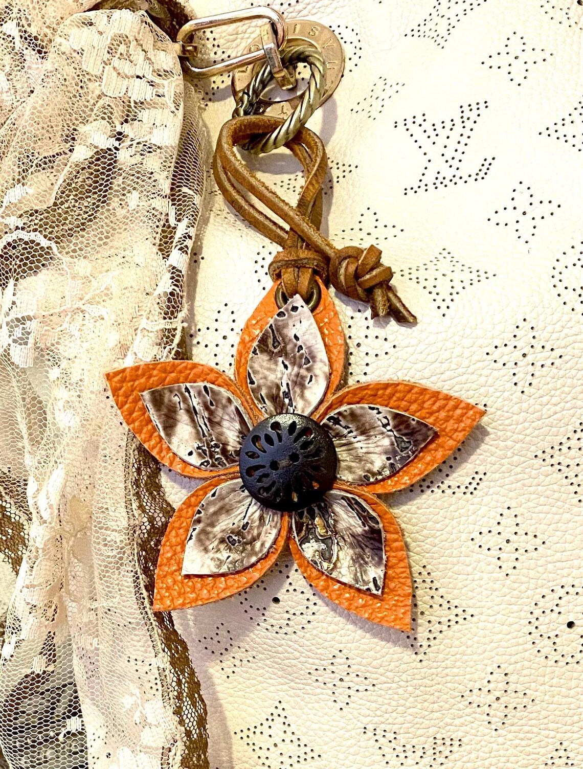 Purse Charm for Handbag Leather Flower Bag Charm Charm for Handbag ...