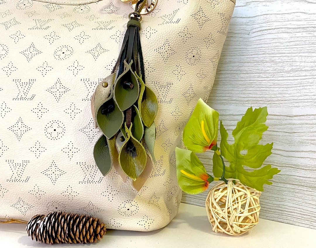 Calla Lily Tassel Keychain Purse Charm for Handbag Leather Flower Bag ...