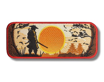 Japanese Elegance: Samurai Sunset Embroidered Patch for DIY Crafts and ...