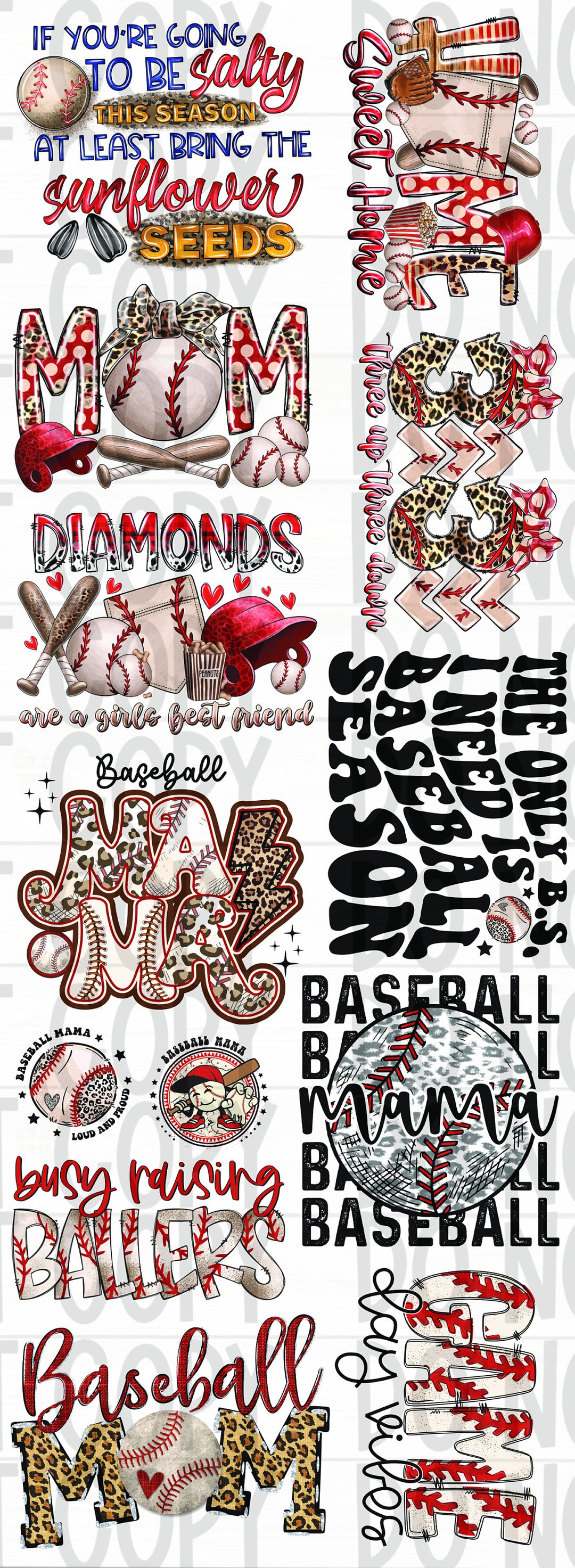 Premade Baseball Gang Sheet Ready to Press DTF and Sublimation Transfer ...