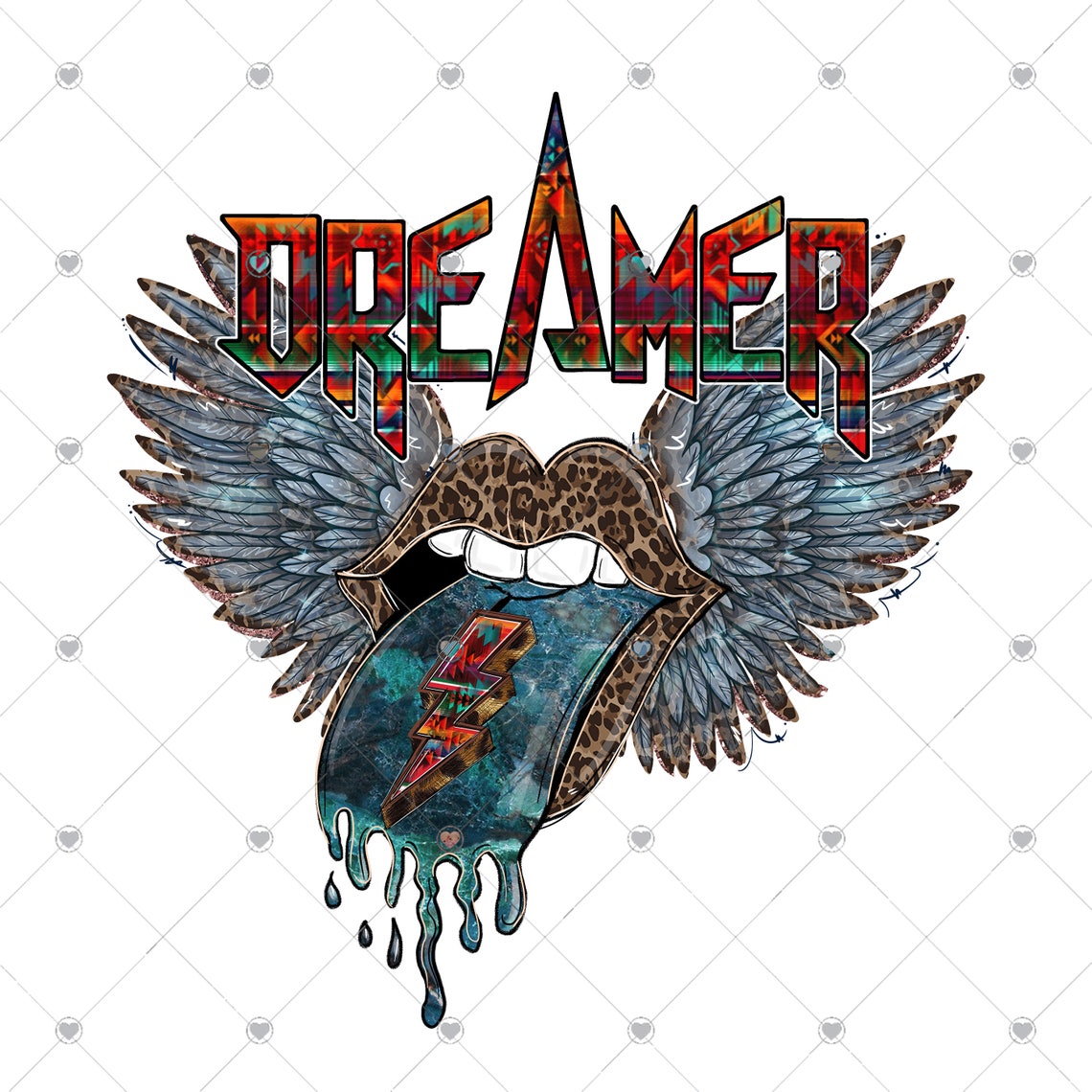 Dreamer Rust Wings Tongue Ready to Press DTF and Sublimation Transfer ...