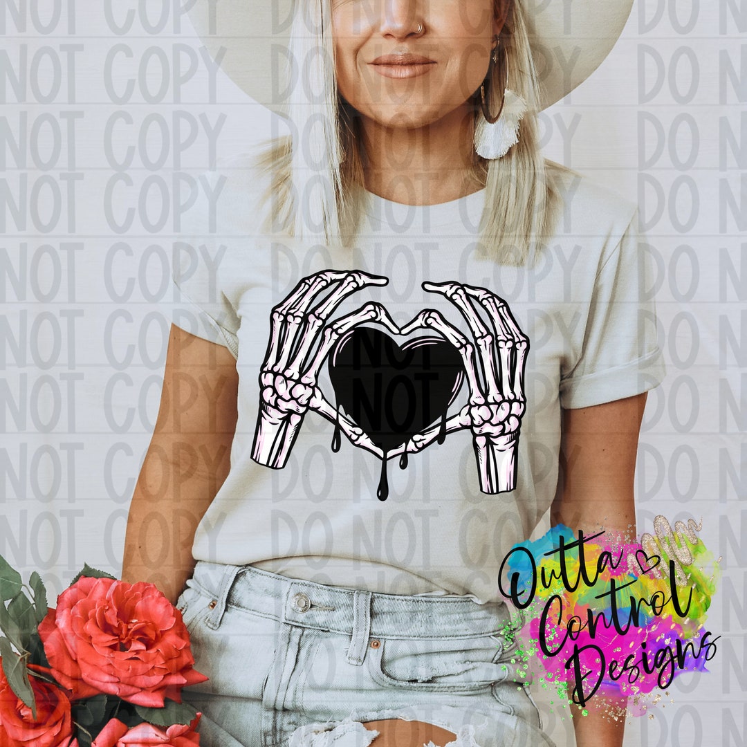 Dripping Heart and Skeleton Hands Ready to Press DTF and Sublimation ...