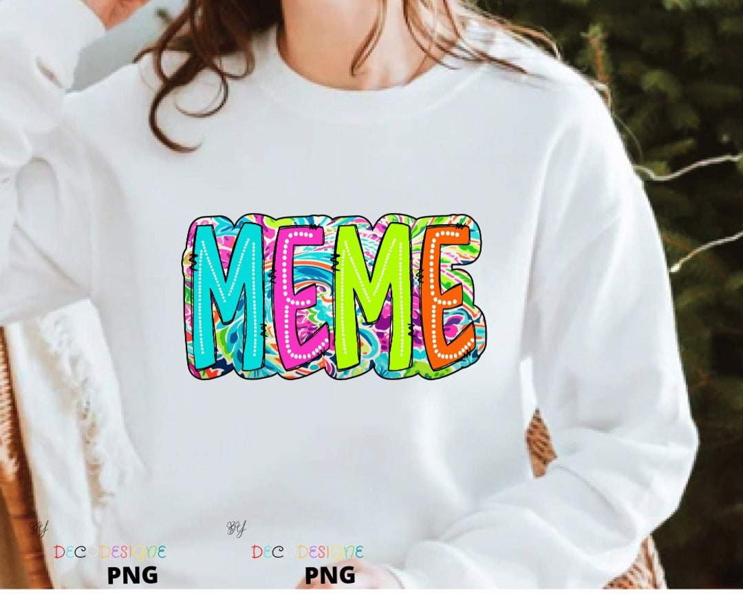 MEME PNG, Scribble Doodle, Bright Paisley Floral, Digital File ...