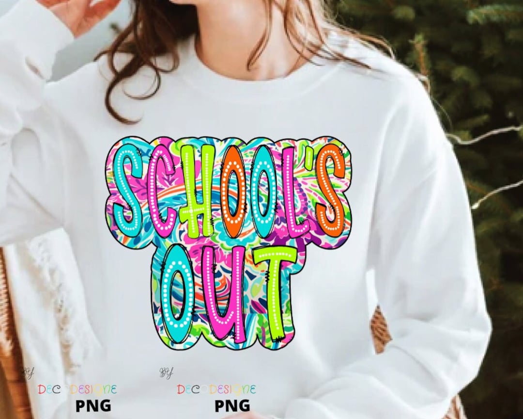 Schools Out PNG, Scribble Doodle, Bright Paisley Floral, Digital File ...